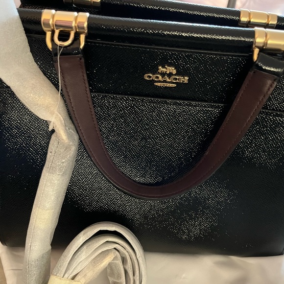Coach | Bags | Nwt Coach Grace Patent Leather Black Handbag Wallet Set ...